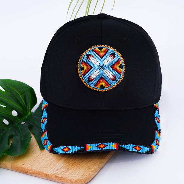 SALE 50% OFF - Cotton Unisex Baseball Cap With Beaded Patch Brim Nativ ...