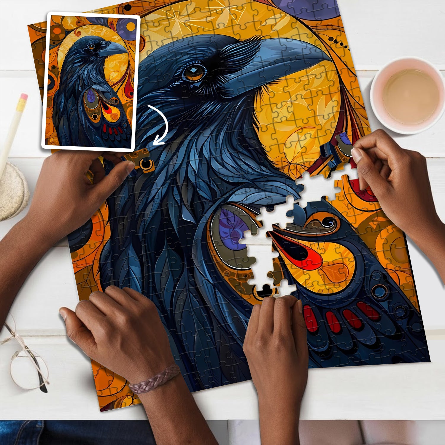 Raven - Keeper of Secrets in the Shadows – Wooden Jigsaw Puzzle (300 ...