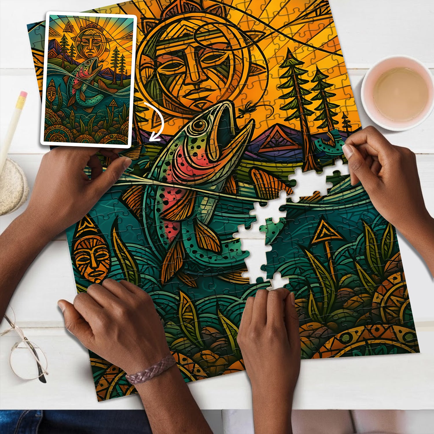 Salmon Fishing - A Journey Through Time with the River's Flow – Wooden ...