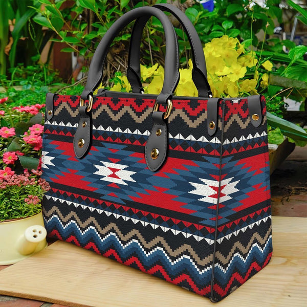Ornamental Pattern Native Leather Bag NBD - Native Heritage Store