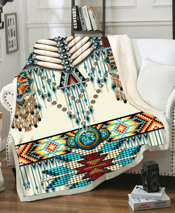 Turiquoise Native Indian Pattern Feather Fleece Blanket - Native ...