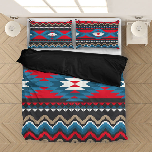 Red Blue Native Pattern Bedding Set - Native Heritage Store
